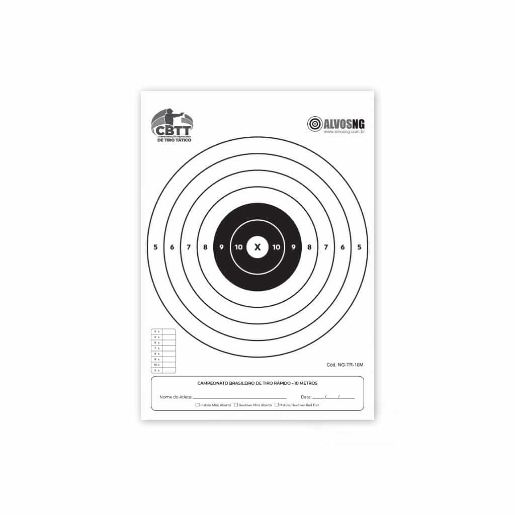 Alvo Oficial CBTT - Tiro Rápido 10 Metros - Pacote com 100 | Alvos NG